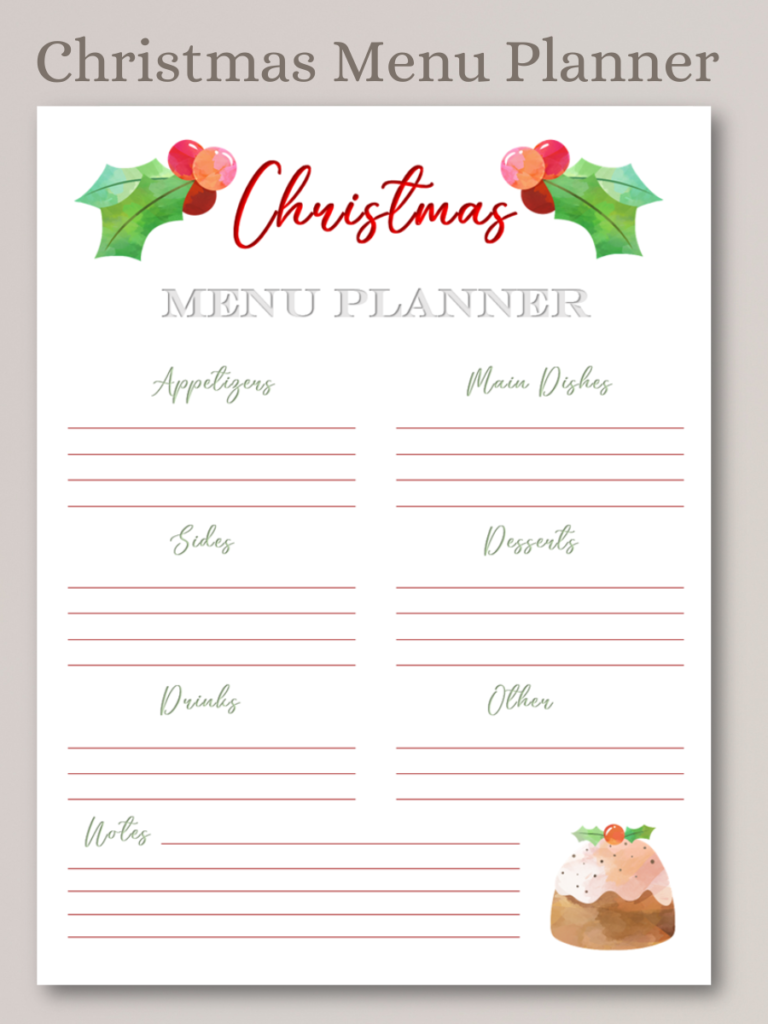 Menu Planner Printables - Free PDFs - Download and Print Now - Cottages and Castles Creative Designs