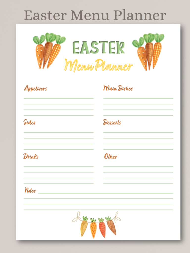 Menu Planner Printables - Free PDFs - Download and Print Now - Cottages and Castles Creative Designs